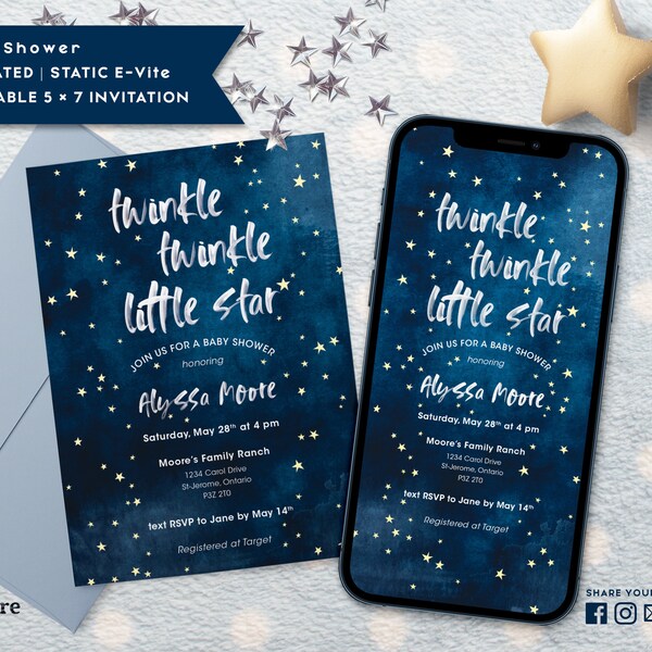 Starry Night Invitation - Etsy