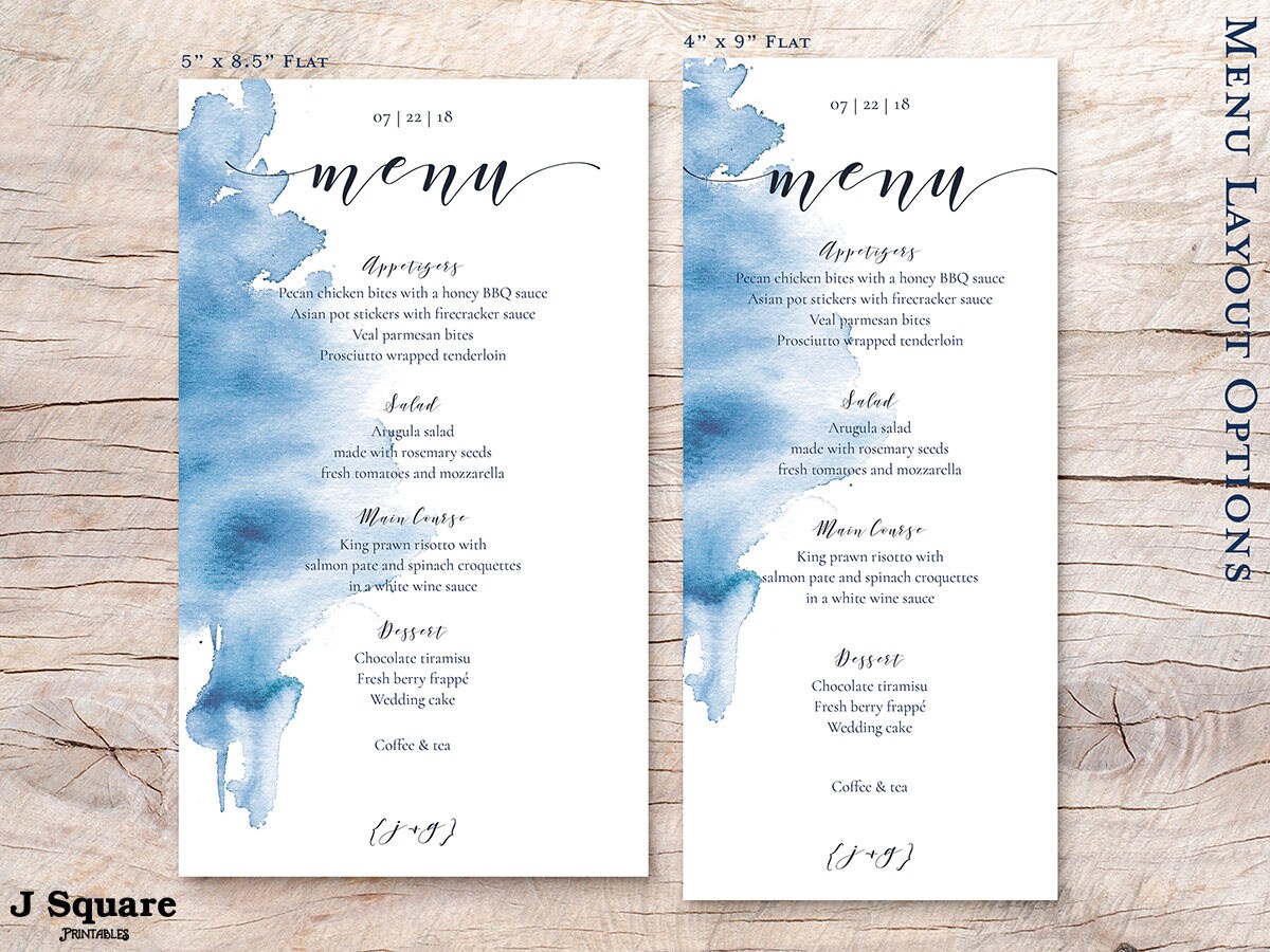 Printable Personalized Watercolor Abstract Wedding Menu - Etsy Canada