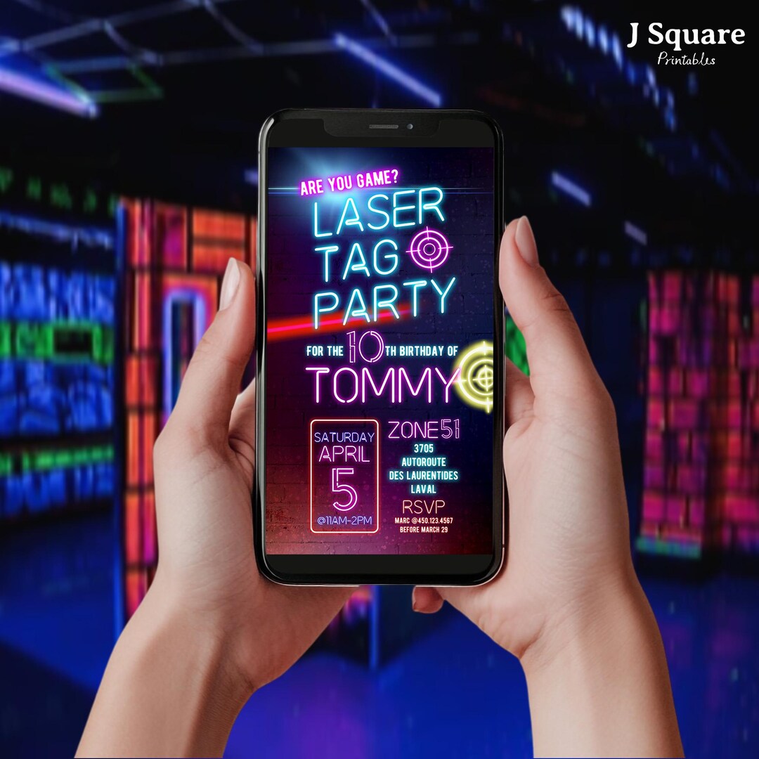 Animated Laser Tag Party Invitation | Digital Birthday E-invite ...