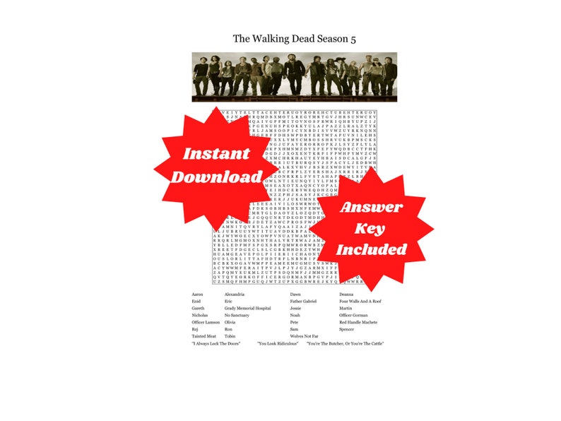 The Walking Dead Word Search Bundle Seasons 1-11, Rick Grimes, Daryl ...