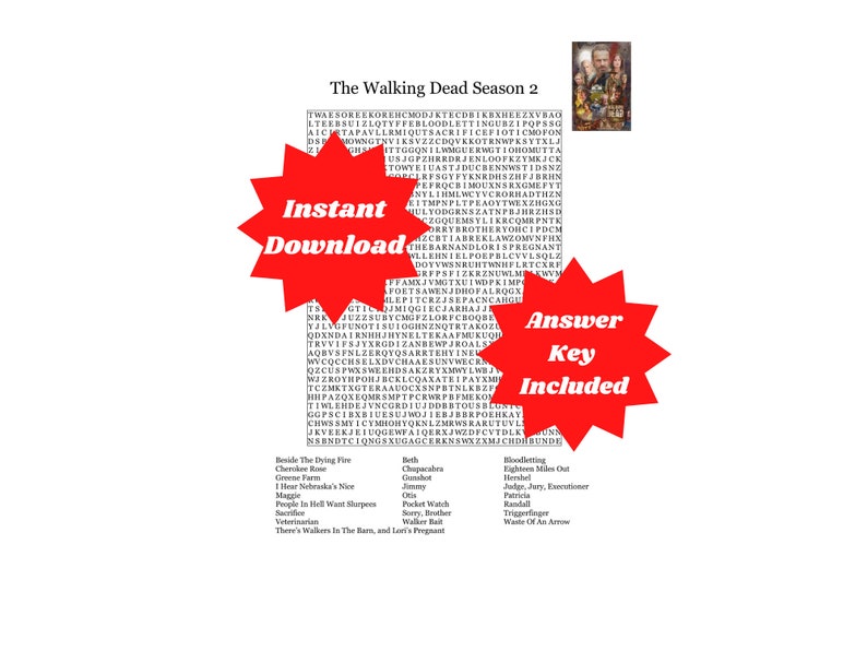 The Walking Dead Word Search Bundle Seasons 1-11, Rick Grimes, Daryl ...