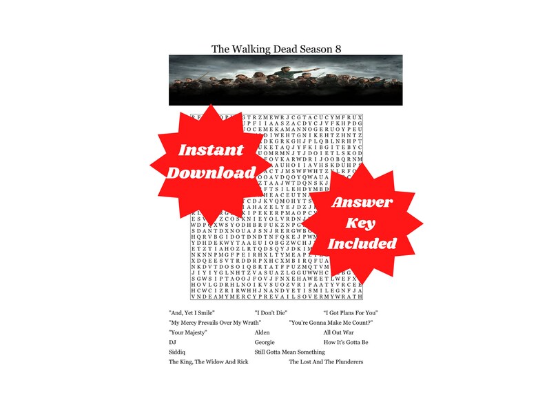 The Walking Dead Word Search Bundle Seasons 1-11, Rick Grimes, Daryl ...
