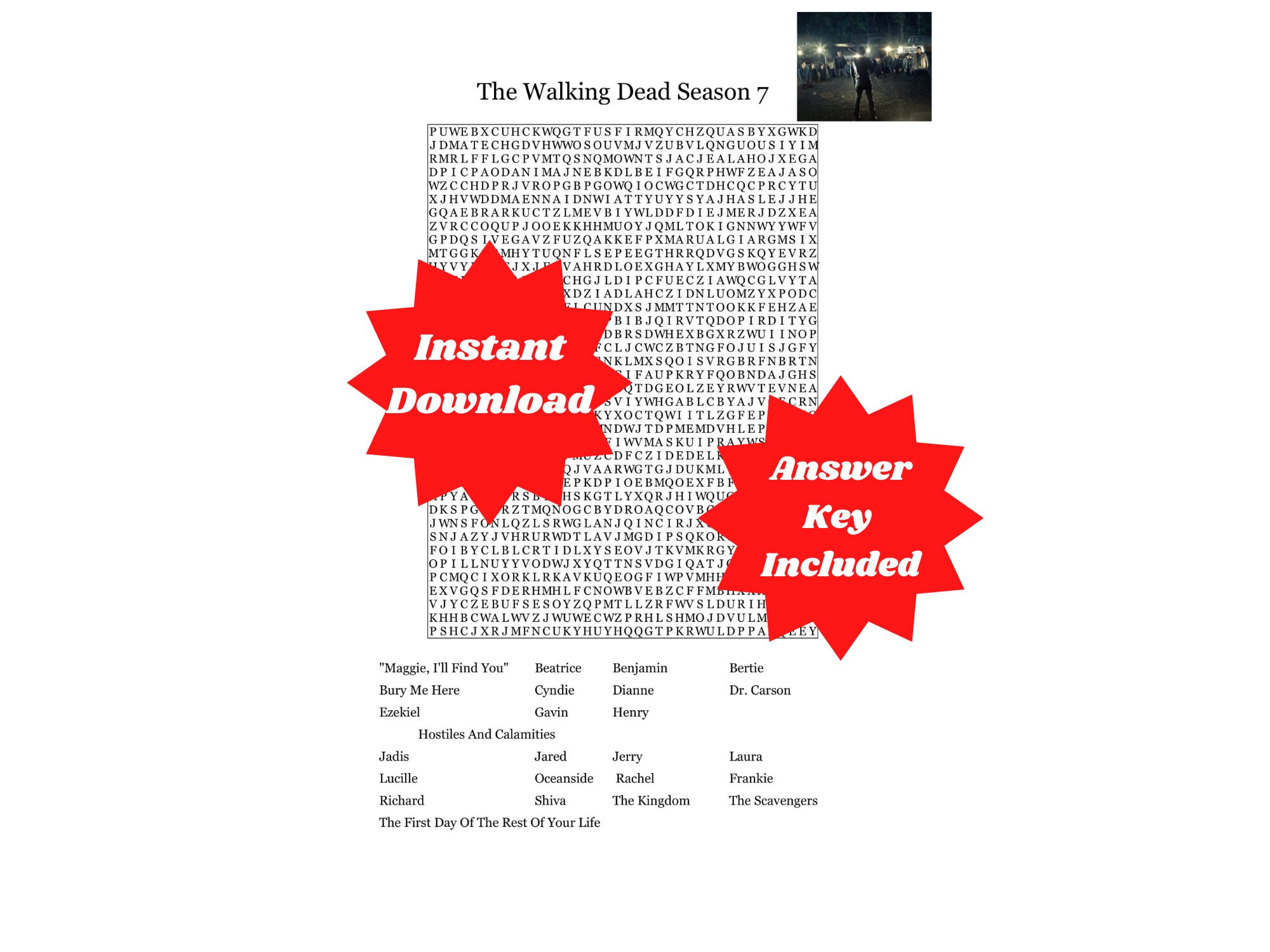 The Walking Dead Word Search Bundle Seasons 1-11, Rick Grimes, Daryl ...