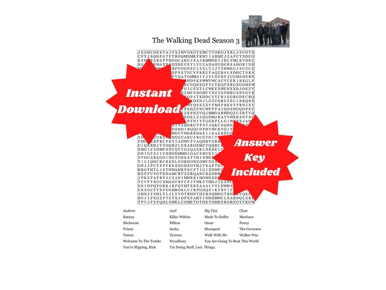 The Walking Dead Word Search Bundle Seasons 1-11, Rick Grimes, Daryl ...
