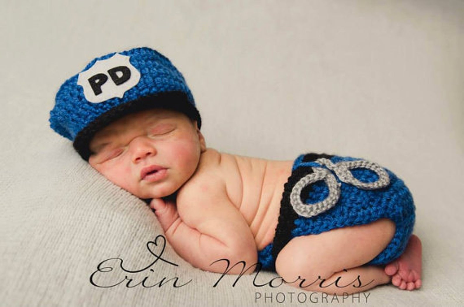 Baby Boy Girl Newborn Police Officer Hat and Diaper Cover - Etsy