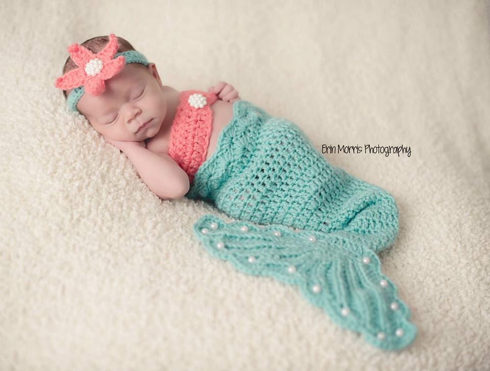 Baby Girl Mermaid Princess Crochet Newborn Mermaid Tail & - Etsy
