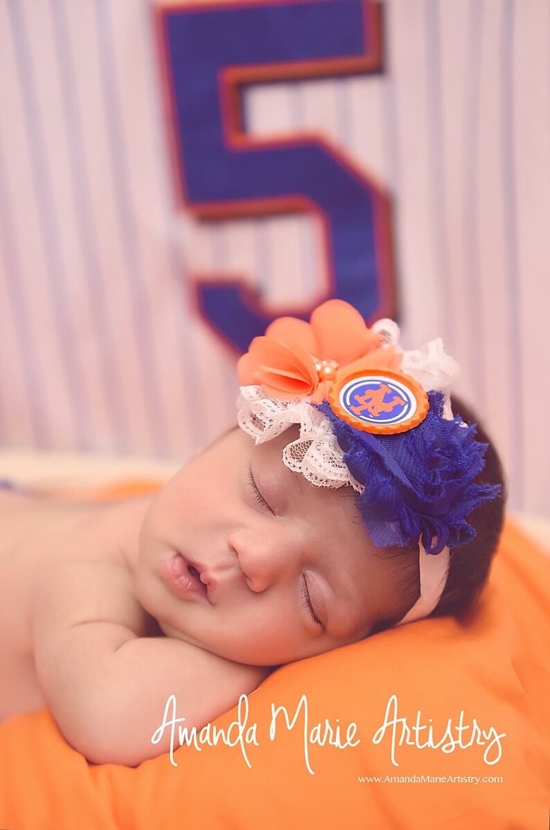 Newborn Girl Headband--- New York Mets Baseball--baseball Accessories ...