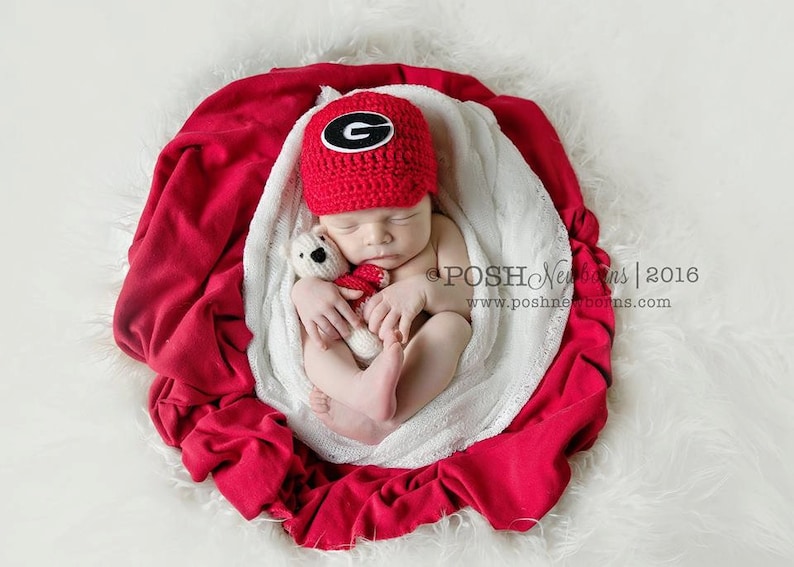 Football Team - Crochet Georgia Bulldogs Cap - Baby Football Hat ...