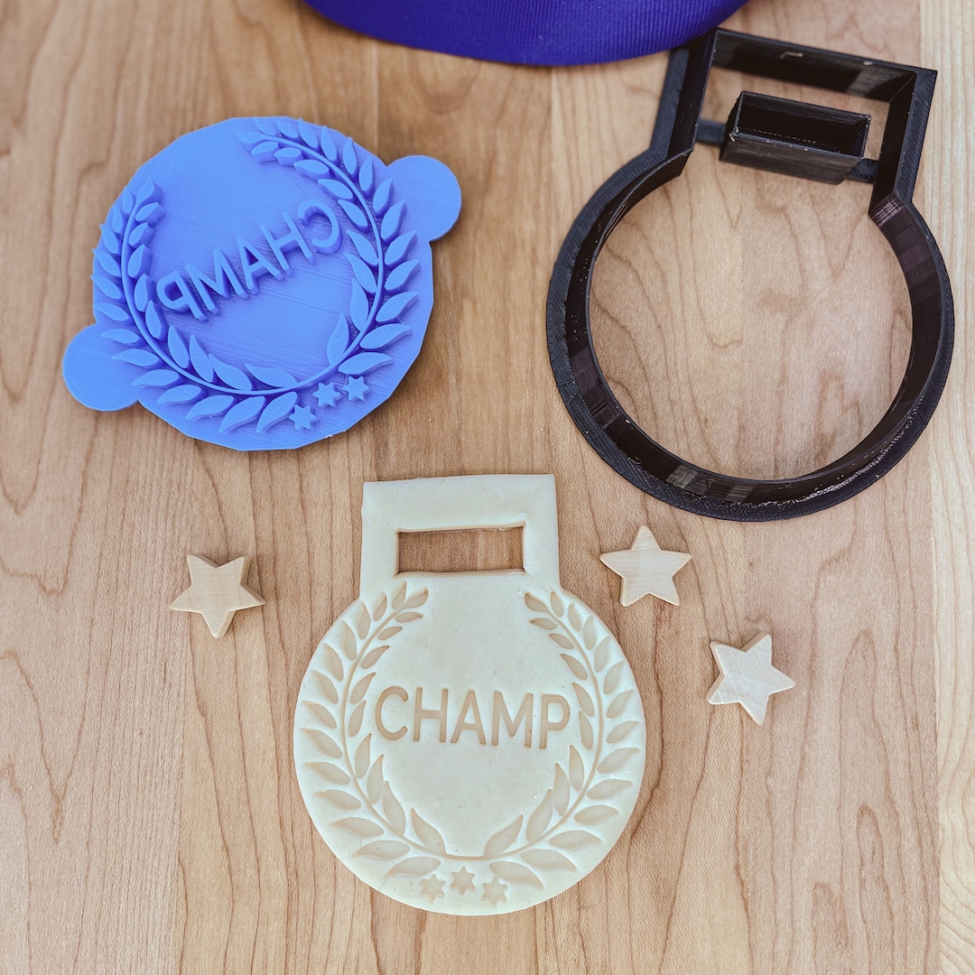 Medal Award Cookie Fondant Clay Cutter and Stamp Set, Team Award Cookie ...