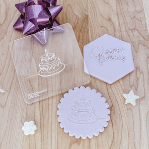 Birthday Cake Embosser Stamp, Birthday Party Fondant Stamp, Cake ...