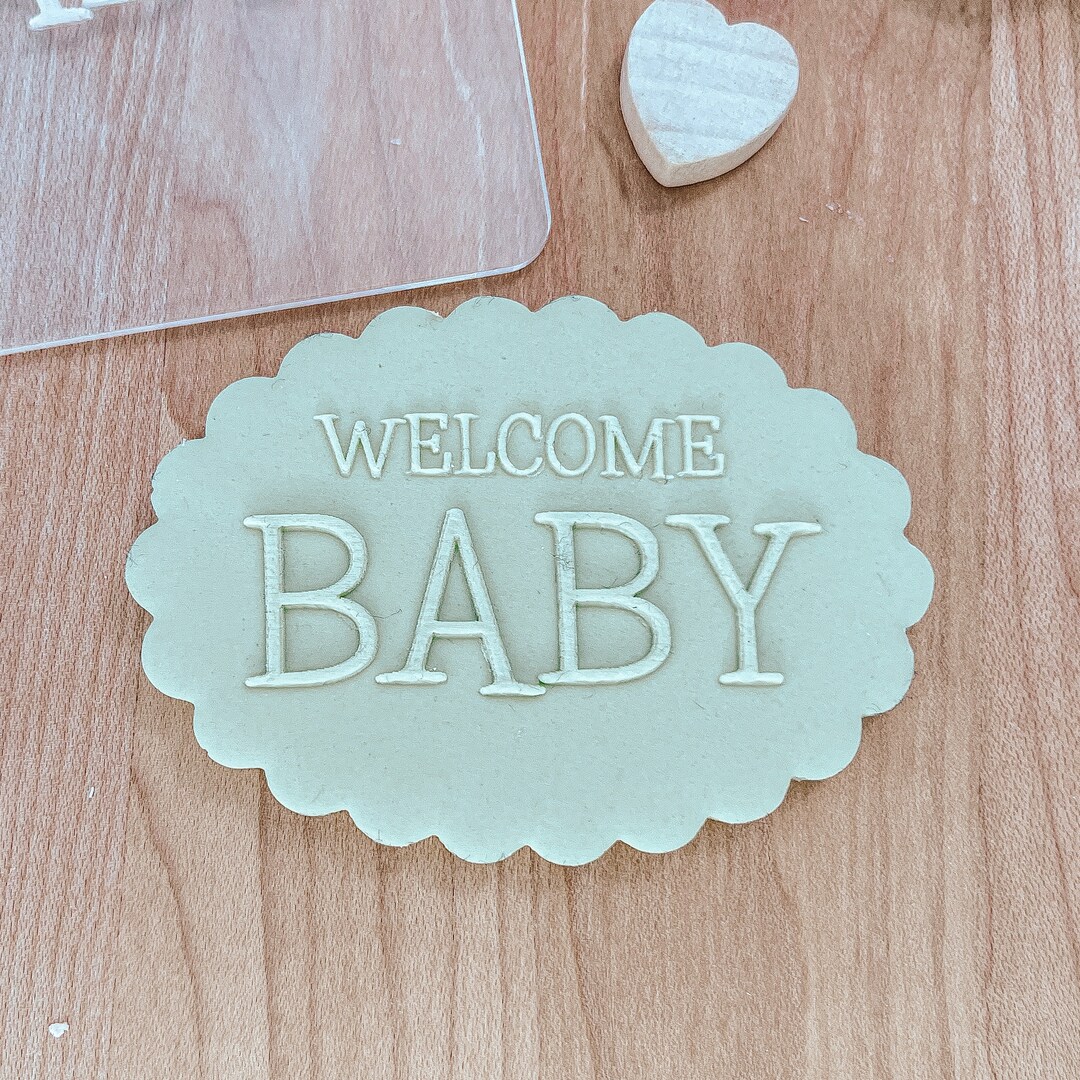 Welcome Baby Fondant Embosser Stamp, Baby Shower Fondant Stamp, Gender ...