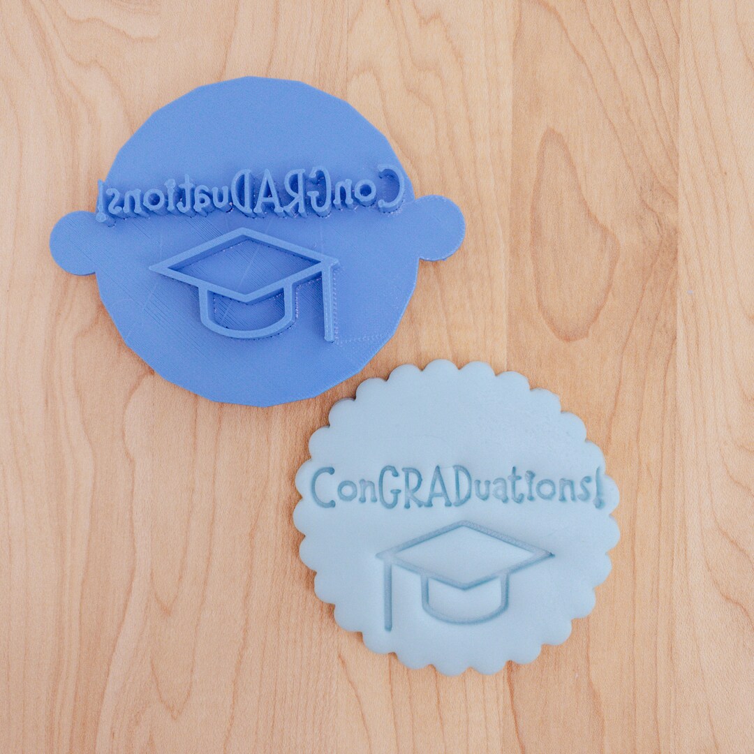 Graduation "congraduations" Cookie Stamp / Fondant Stamp / Clay Stamp ...