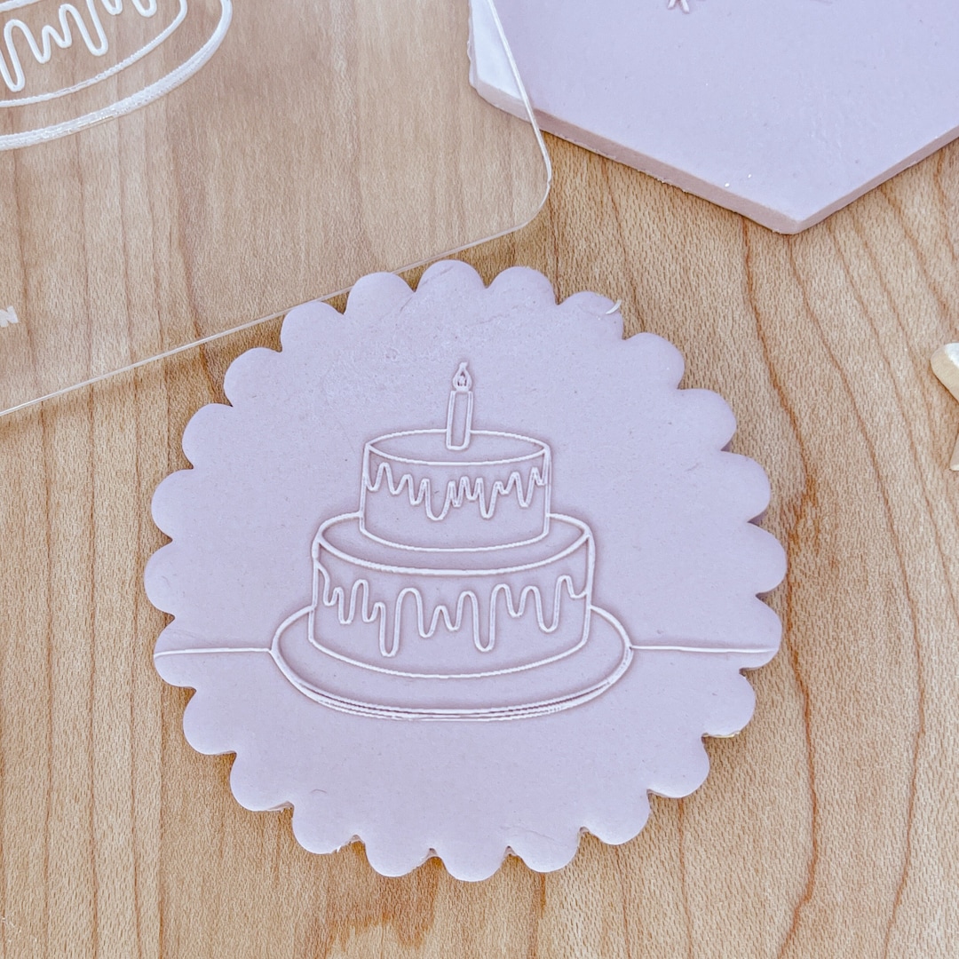 Birthday Cake Embosser Stamp, Birthday Party Fondant Stamp, Cake ...