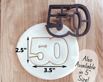 50 Cookie Cutter, 50th Birthday Cookie, Number 50 Plaque, Milestone ...