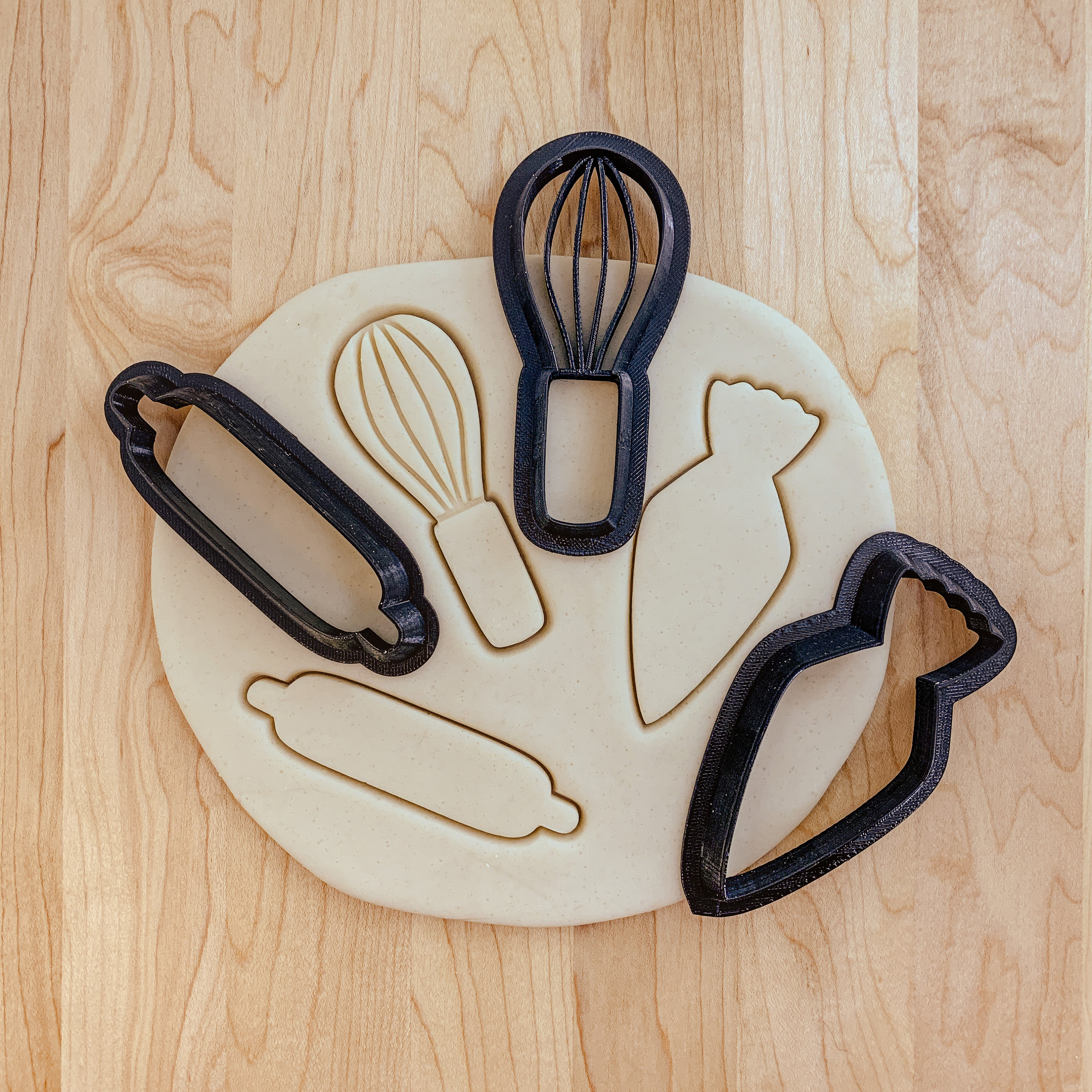 Baker's Tools Rolling Pin Whisk Piping Bag Cookie Cutter - Etsy