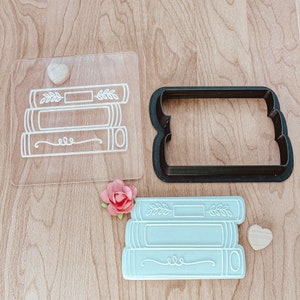 Library Books Cutter Stamp, Book Stack - Etsy