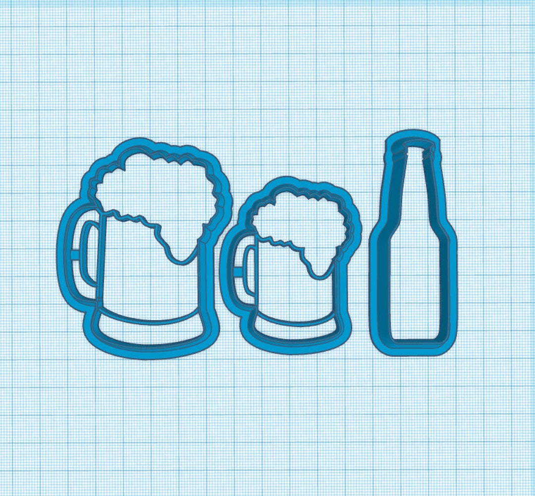 Stl File Download 3 Inch Beer Mug And Beer Bottle Cookie Cutter Set Etsy