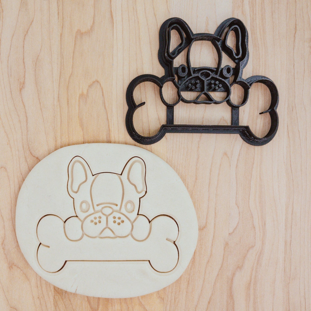 French Bulldog, Boston Terrier With Bone Cookie, Fondant or Clay Cutter ...