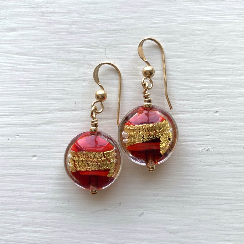 Red Glass Earrings - Etsy
