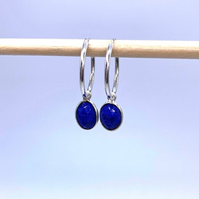 Diana Ingram Lapis Lazuli Crystal Gemstone on Small Silver Hoop ...