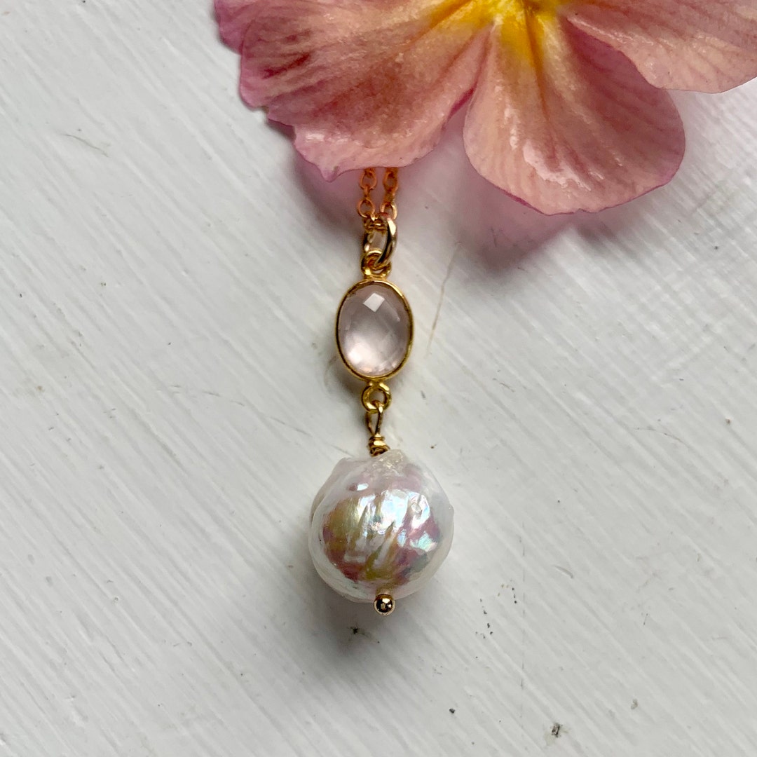 Diana Ingram Necklace With Rose Quartz (pink) Crystal Gemstone and ...