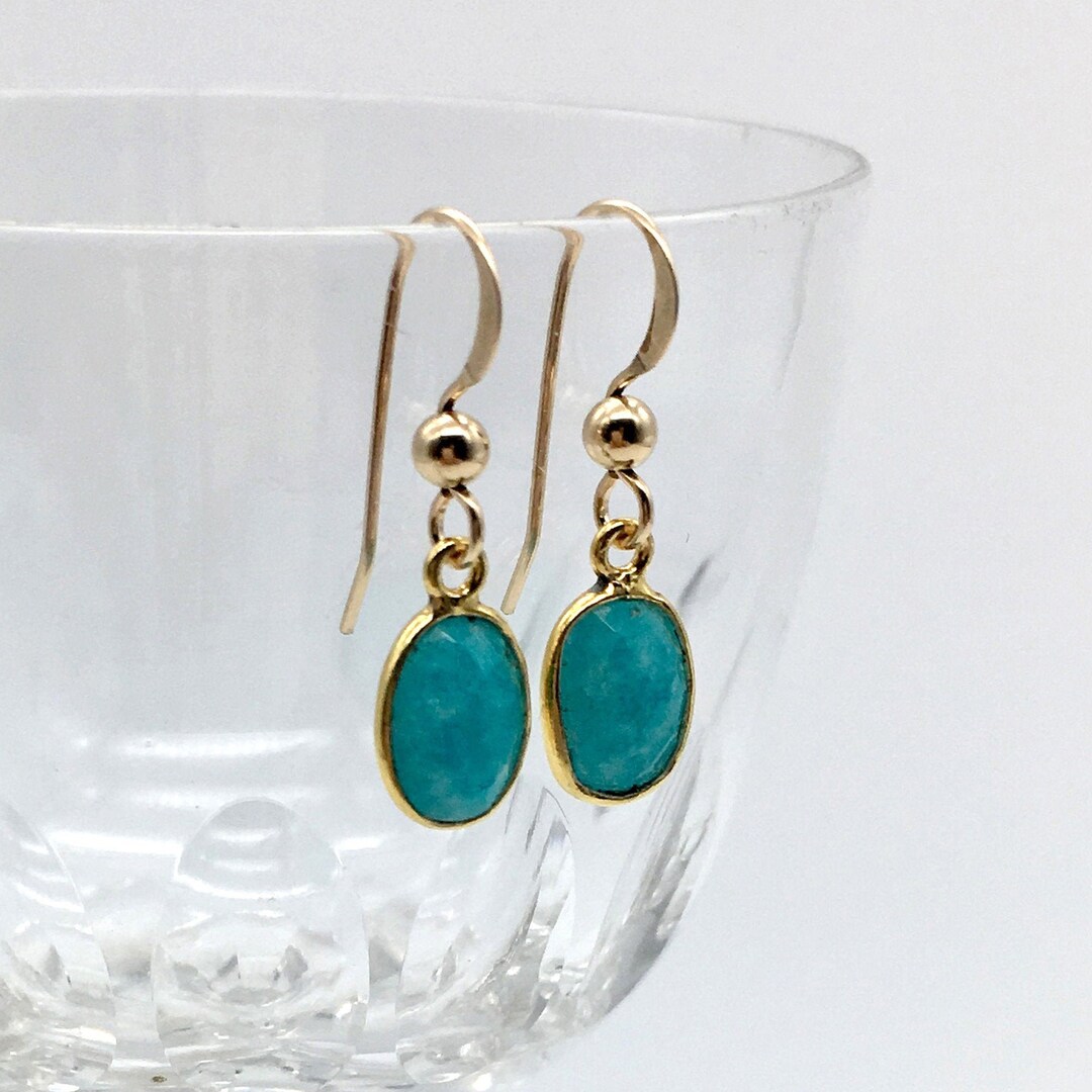 Diana Ingram Amazonite Crystal Gemstone Drop Earrings on Gold Vermeil ...