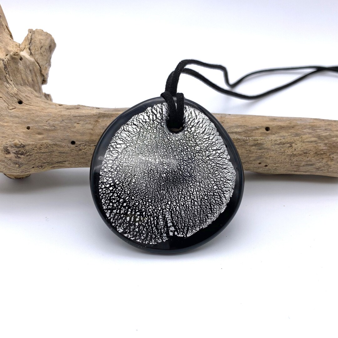 Diana Ingram Necklace With Clear Crystal and Silver Over Black Pastel ...