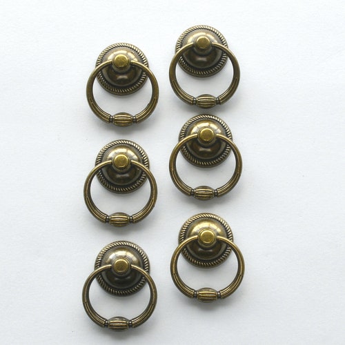 Set of 6 Unique Statement Ring Pull. Antique Brass Drop Knob. - Etsy
