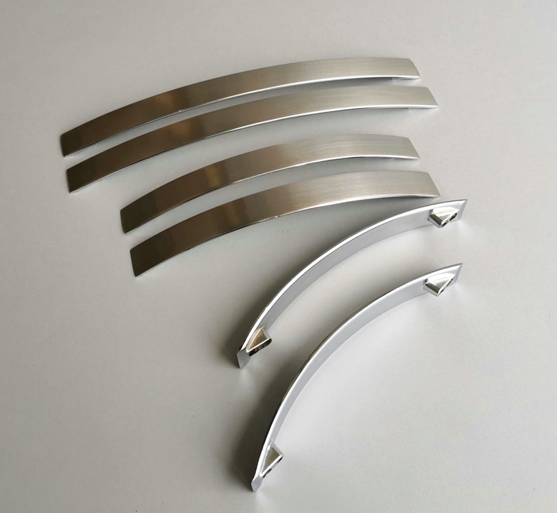 Set of 6 Modern Silver Cabinet Pullс. Silver Cabinet Hardware. Drawer ...