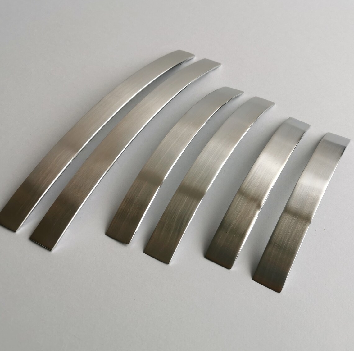 Set of 6 Modern Silver Cabinet Pullс. Silver Cabinet Hardware. Drawer ...