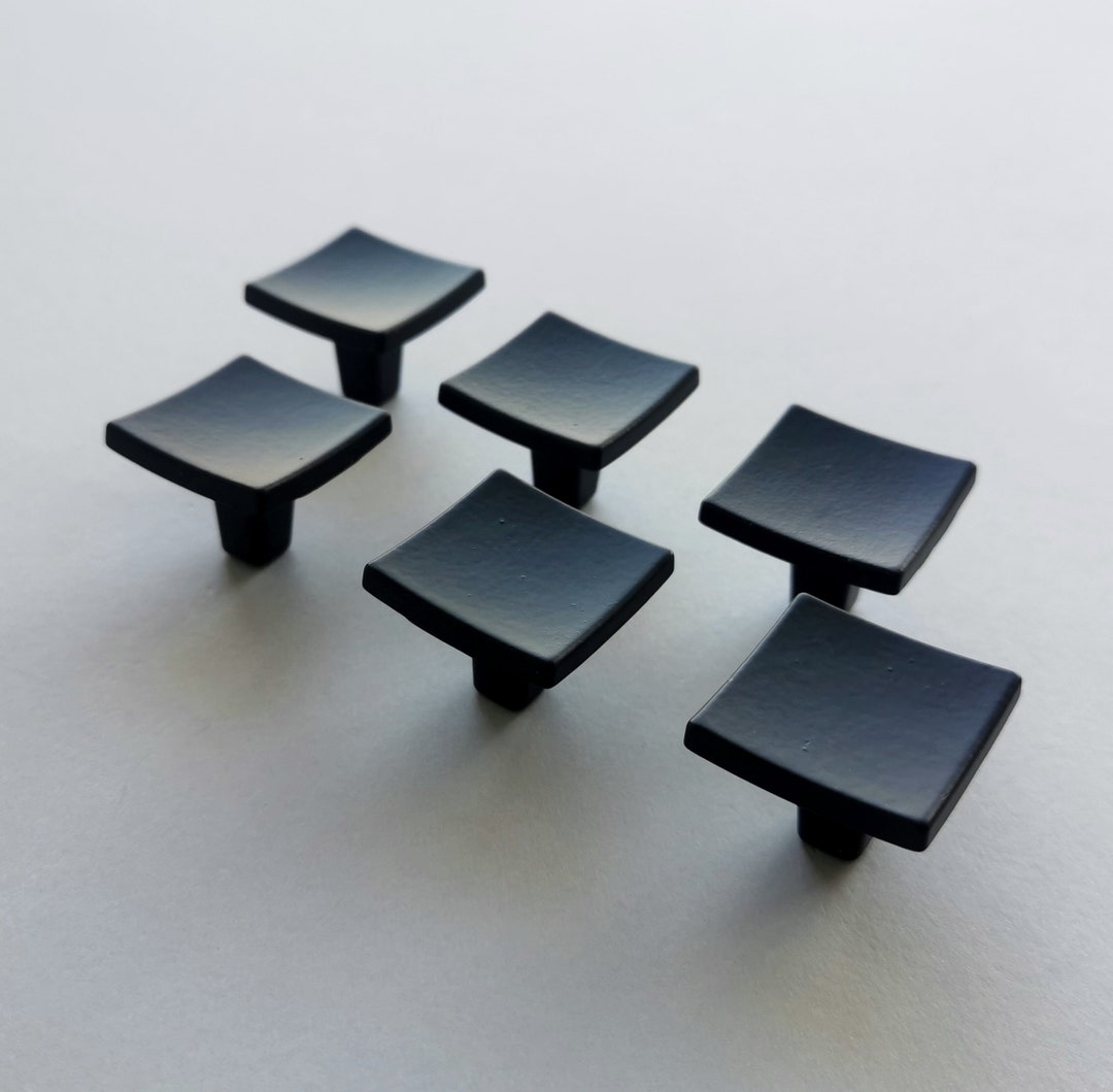 Set of 6 Matte Black Cabinet Knobs. Black Handles. Black Cabinet Knobs ...