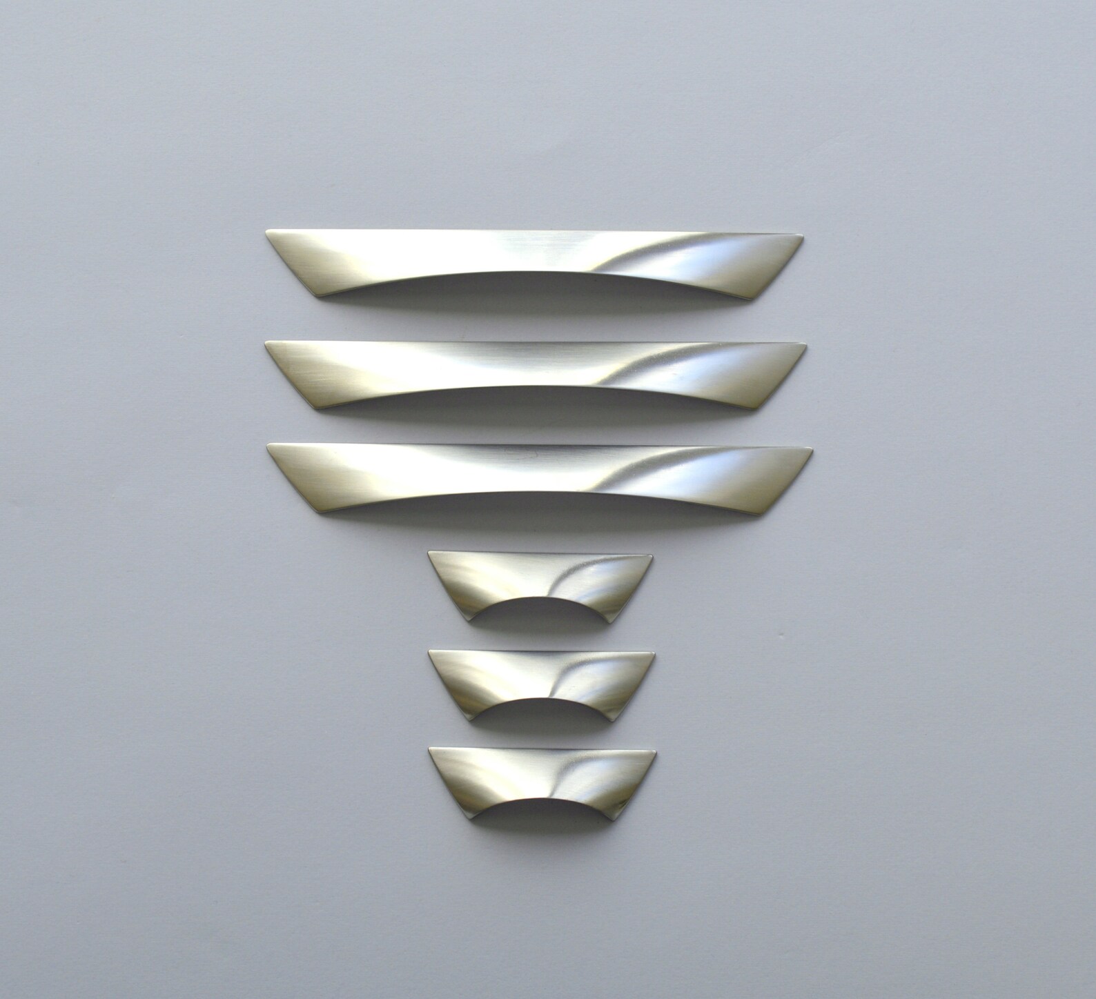 Set of 6 Modern Brushed Nickel Cup Cabinet Pulls. Brushed - Etsy