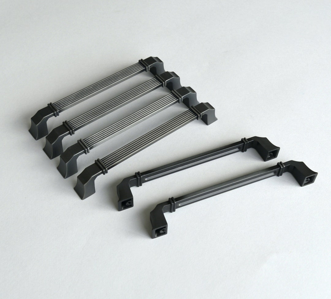 Set of 6 Titanium Matte Finish Cabinet Handle. Matte Cabinet Pull. Dark ...