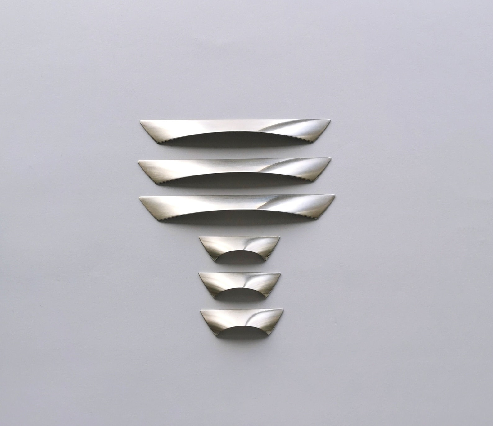 Set of 6 Modern Brushed Nickel Cup Cabinet Pulls. Brushed - Etsy