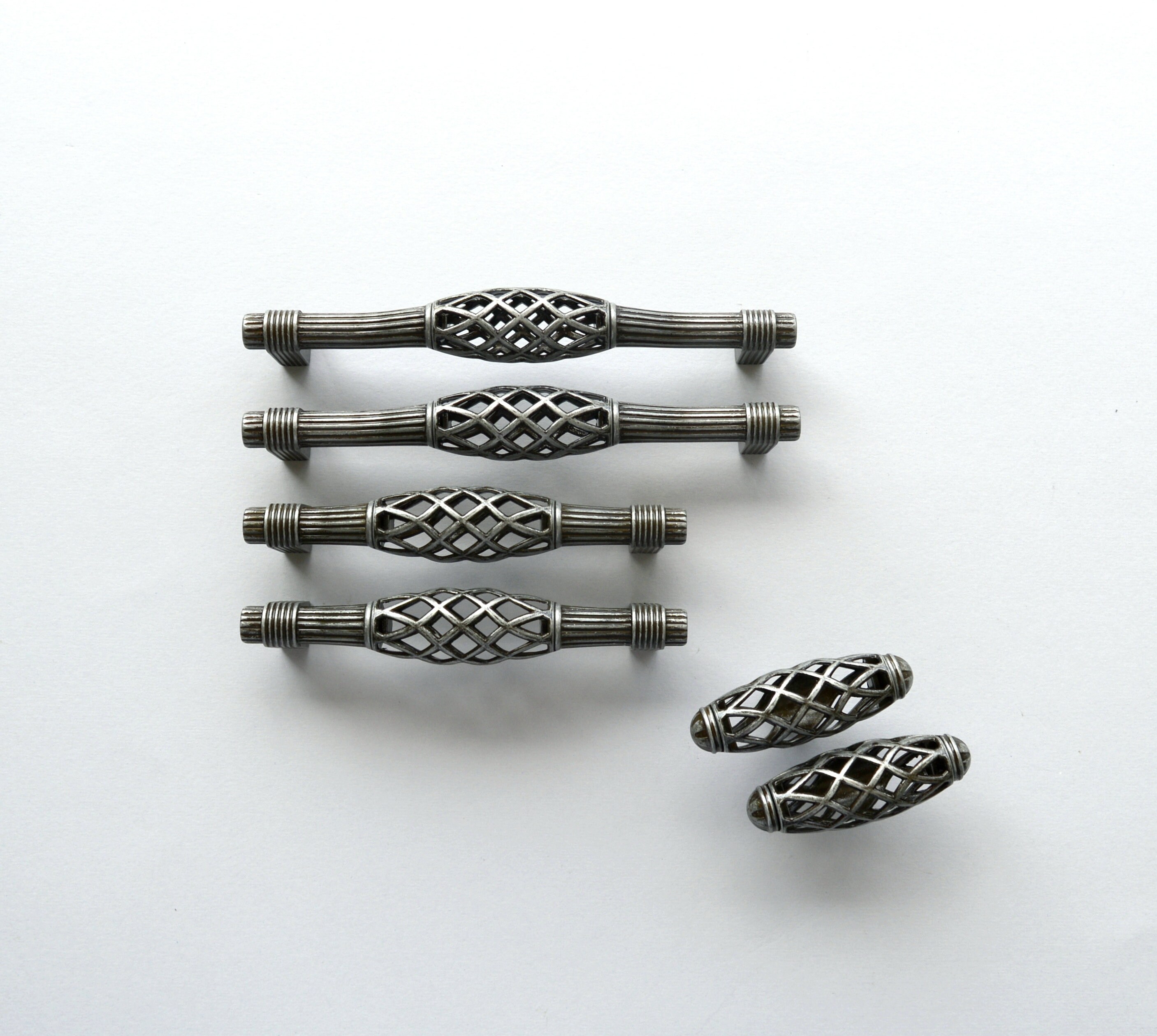 Set of 6 Titanium Finish Cabinet Handles. Old Silver Cabinet - Etsy