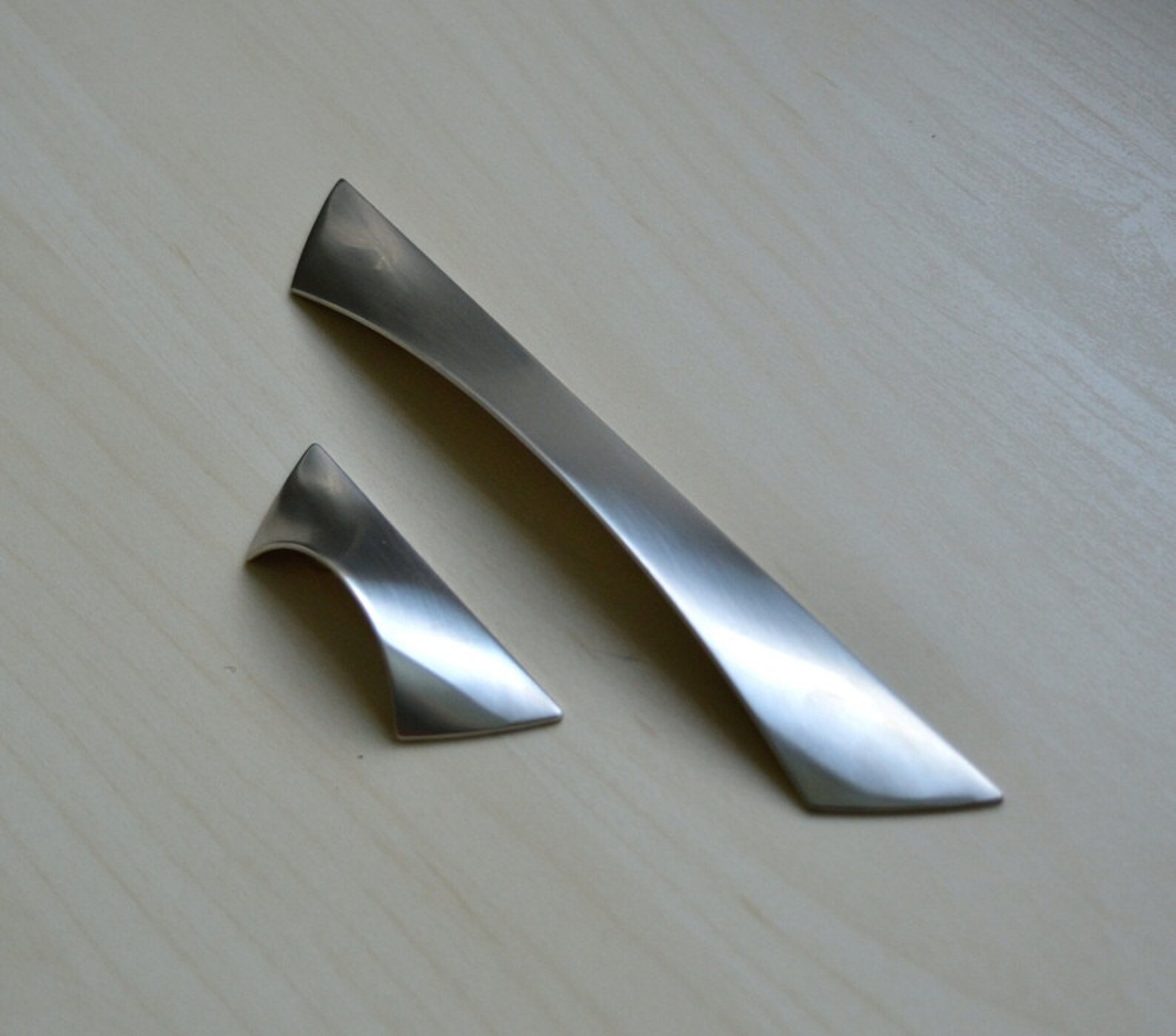 Set of 6 Modern Brushed Nickel Cup Cabinet Pulls. Brushed | Etsy