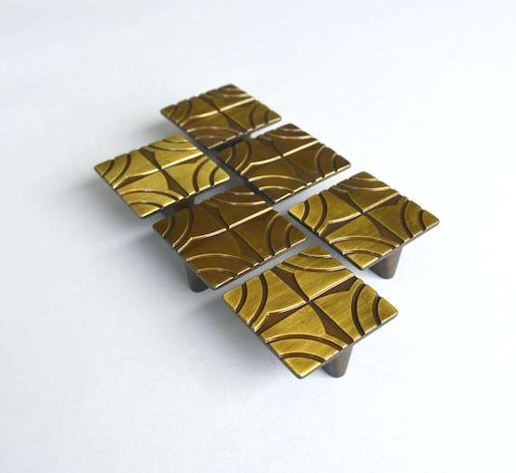 Set of 6 Antique Brass Cabinet Handle. Boho Cabinet Knob. Dark | Etsy