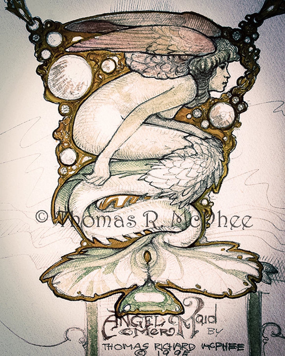 Print of an Angel Mermaid 'ondine' Illustration by Thomas R. Mcphee in ...