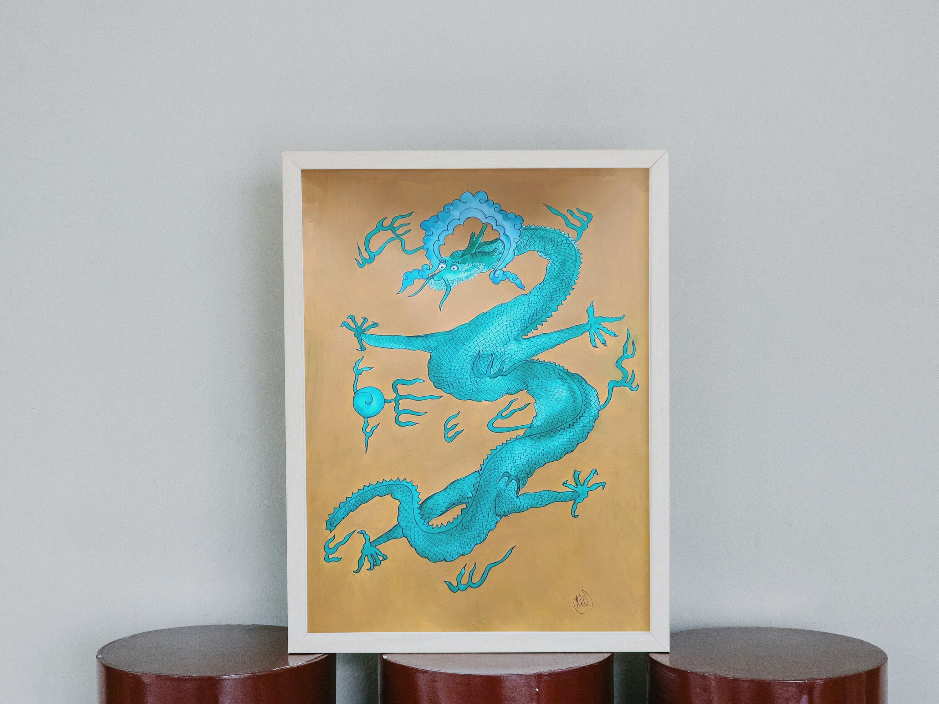 PRINTABLE Green Dragon Hand Drawing Art Feng Shui Art Water Color Art ...