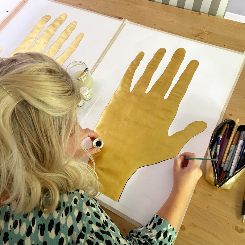 PRINTABLE Gold Left Hand Palmistry Palm Line Hand Drawing Art Luxury ...