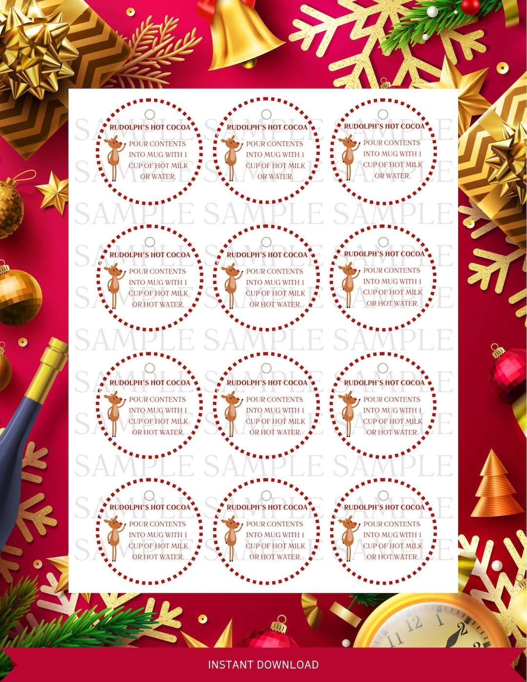 Rudolph’s Hot Cocoa Tags for Your DIY Christmas Party Gifts Family ...