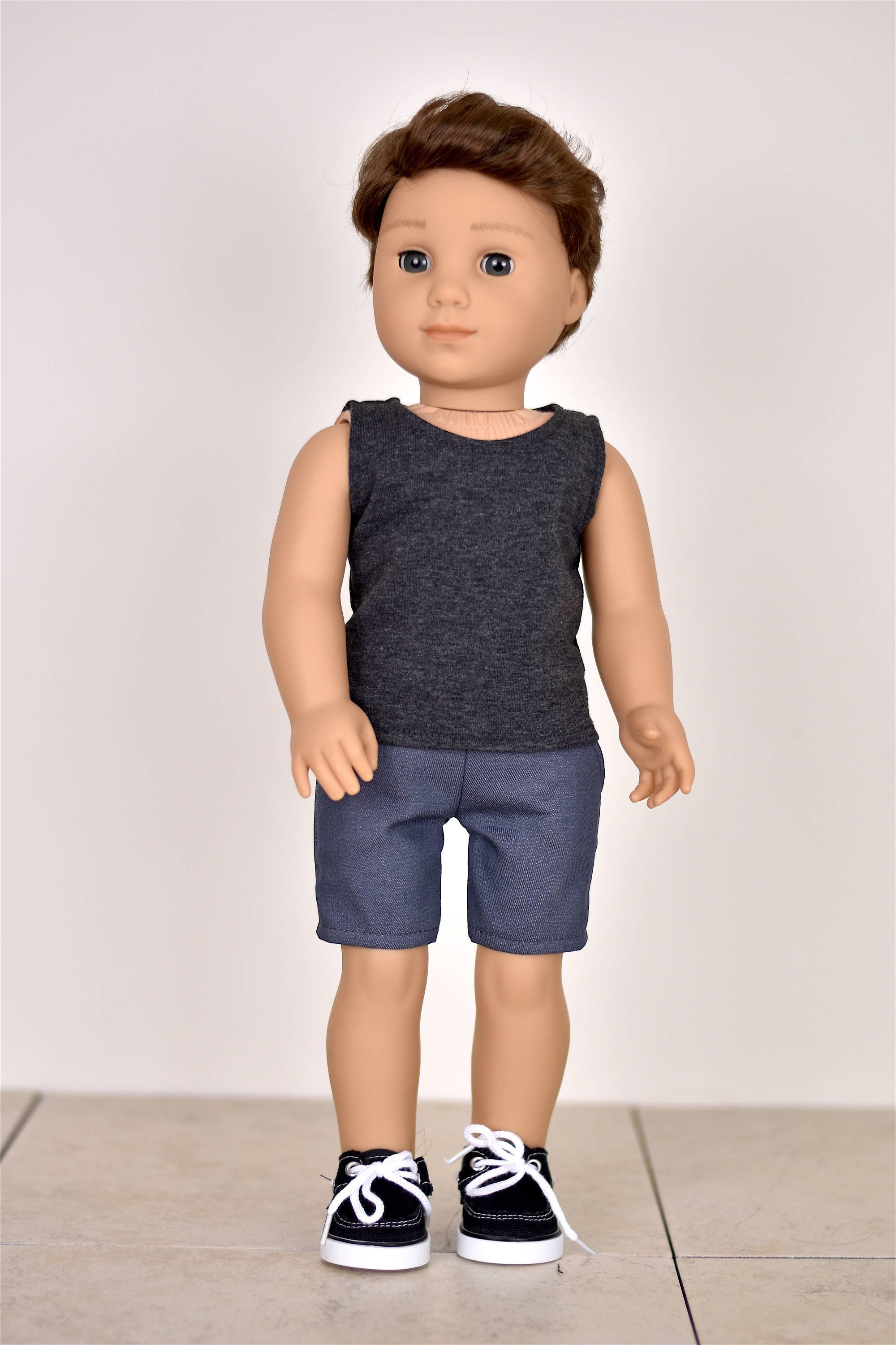 18 inch Boy Doll Clothes Tank Top Dark Grey EliteDollWorld EDW