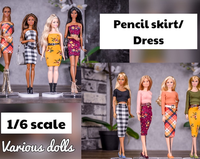 Pencil Skirt for 1/6 Scale Doll Clothes to Fit Poppy Parker or Other ...