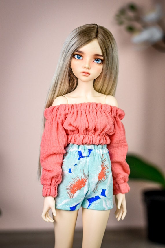 Toys & Games Dolls & Action Figures Minifee Blue Floral Lounge Dress ...