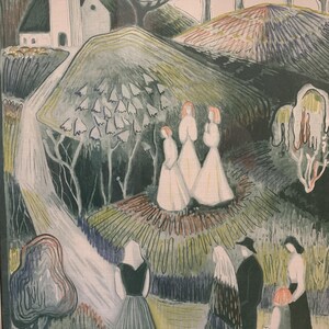 Ilse Roempke / Vintage Swedish Printed Tapestry / Gorgeous Village Life ...
