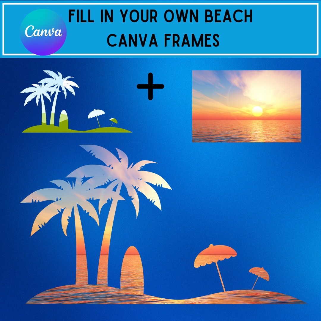 Beach Canva Frames, Canva Frames, Custom Canva Frames, Custom Template ...