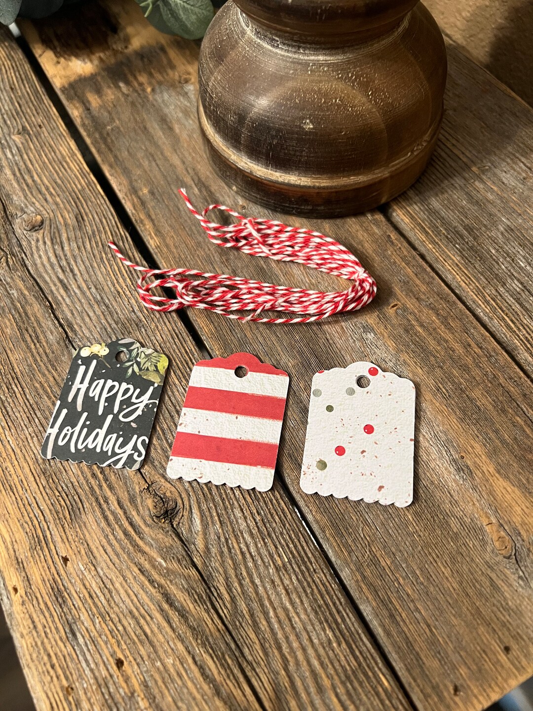 Happy Holidays Gift Tag Set With Jute - Etsy