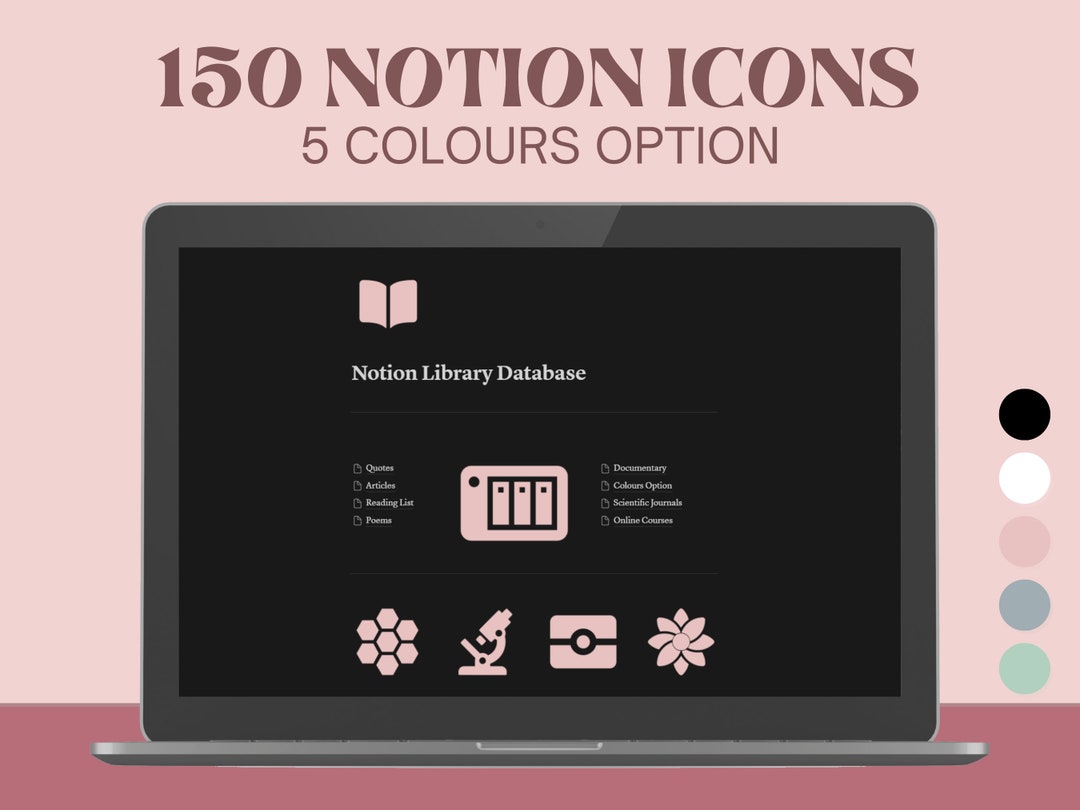 Notion Icons Aesthetic Template for Notion Dashboard / Notion Aesthetic ...