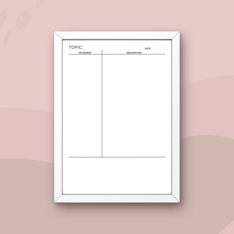 Printable Cornell Note-taking Template / Printable College Study ...