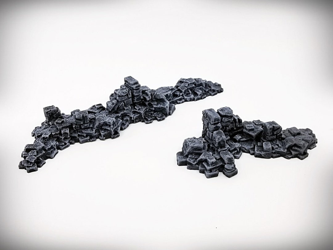 Ancient Ruins rubble Pile Bundle 2 2 Pieces Wargame Terrain Miniature ...